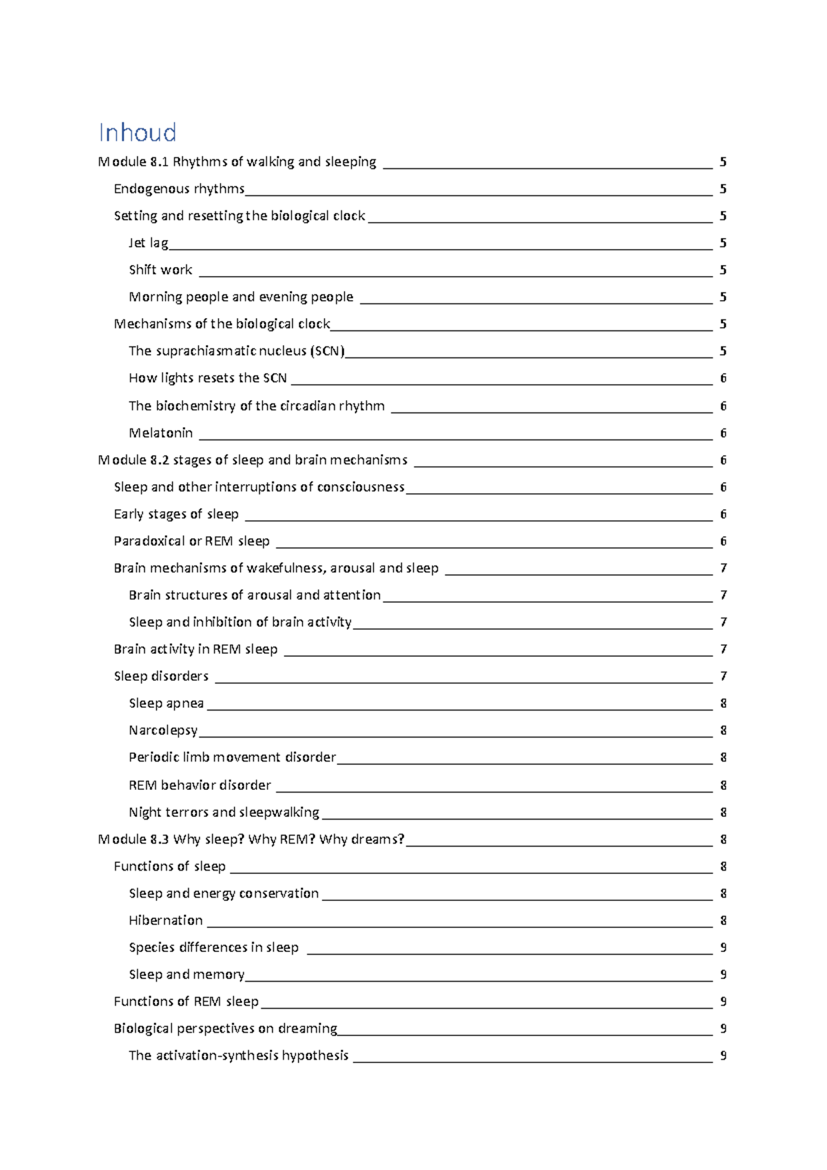 Aantekening H^0G boek eindtentamen 2 - Inhoud Module 8 Rhythms of ...