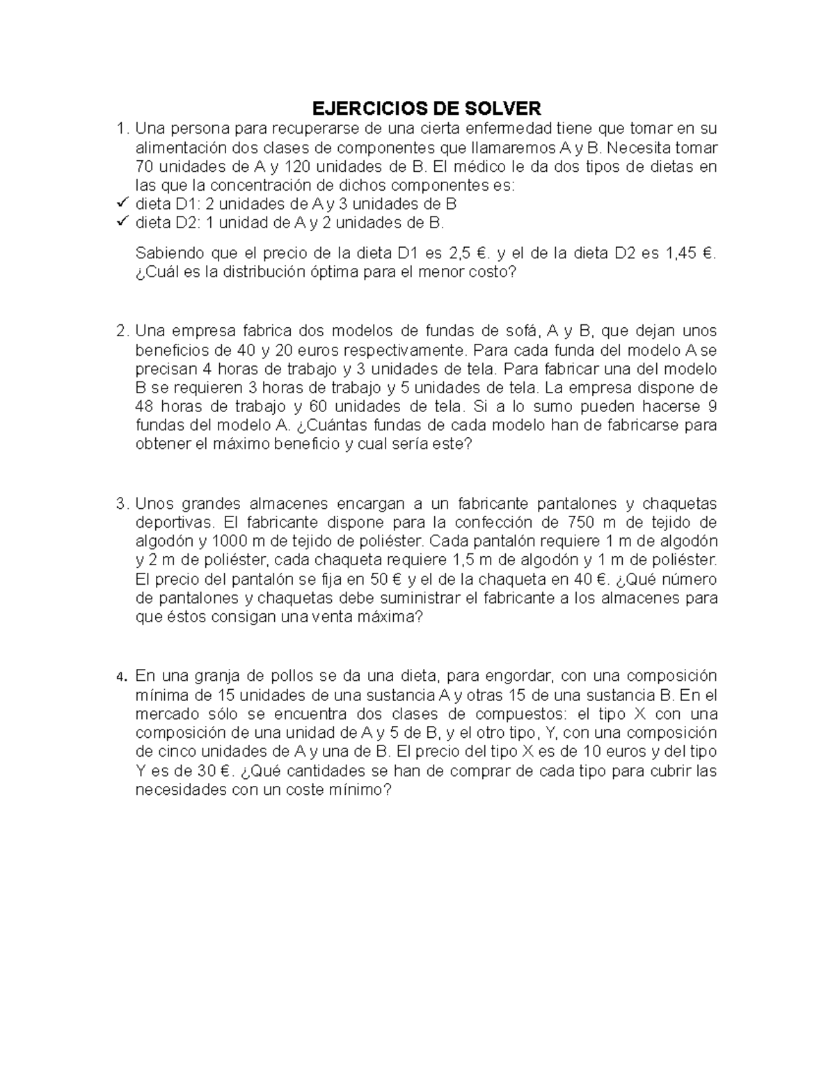 Ejercicios DE Solver - espero les sirva en algo - EJERCICIOS DE SOLVER Una persona para ...