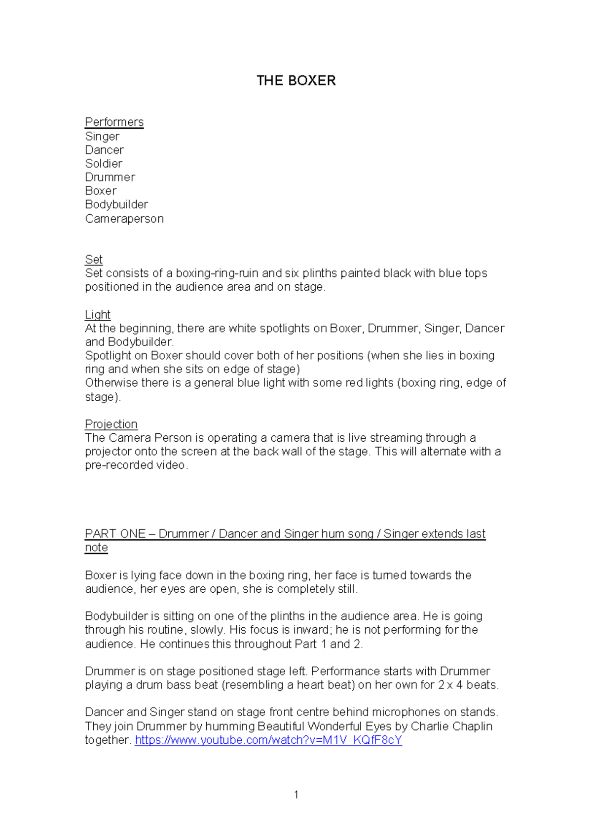 Updated script the boxer - THE BOXER Performers Singer Dancer Soldier ...