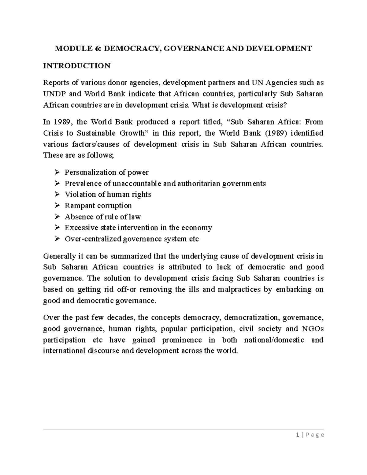 Module 5. Democracy Governance and Dev Mahenge, 2018 - MODULE 6 ...