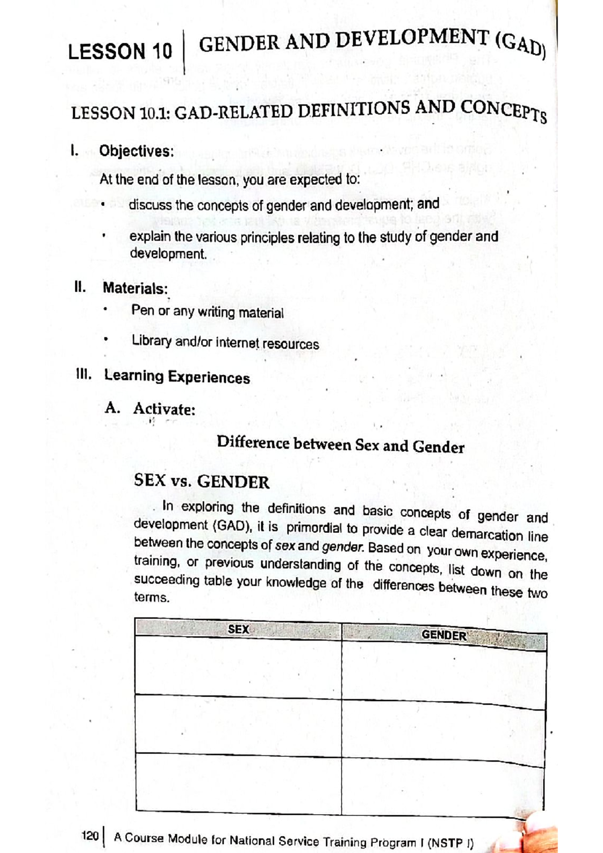 Lesson-10 - Gender-AND- Development-GAD - LESSON 10 GENDER AND ...