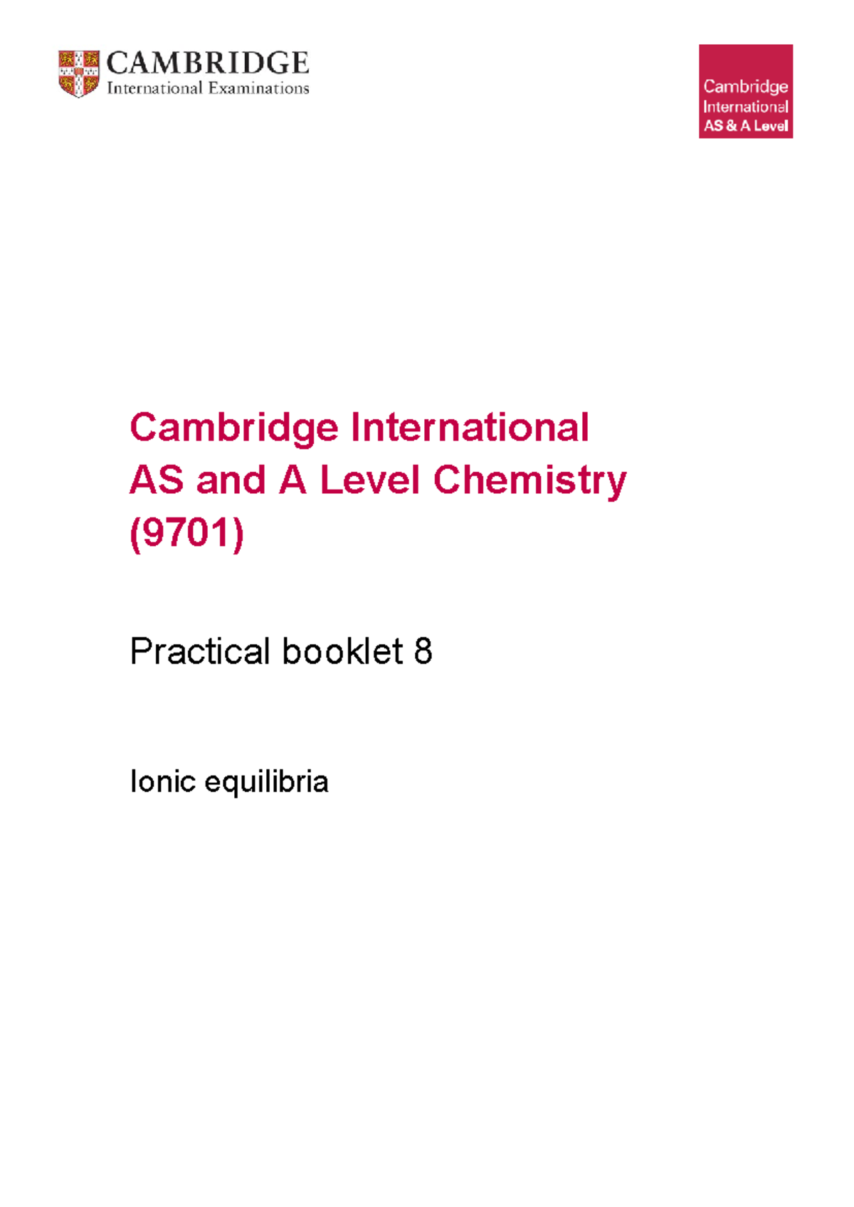 9701 y14 pb08 v1 - 123 - Cambridge International AS and A Level Chemistry (9701) Practical ...