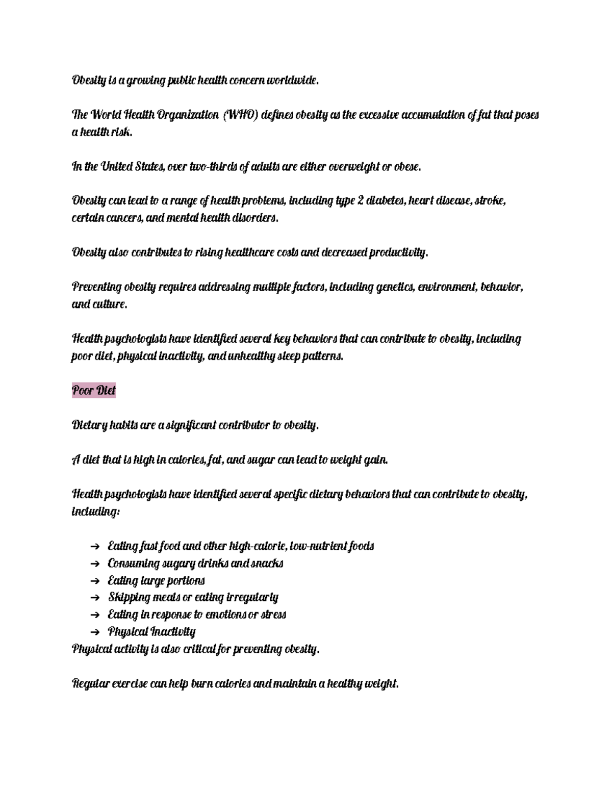 Obesity Prevention Health Compromising Behaviors - Obesity is a growing ...