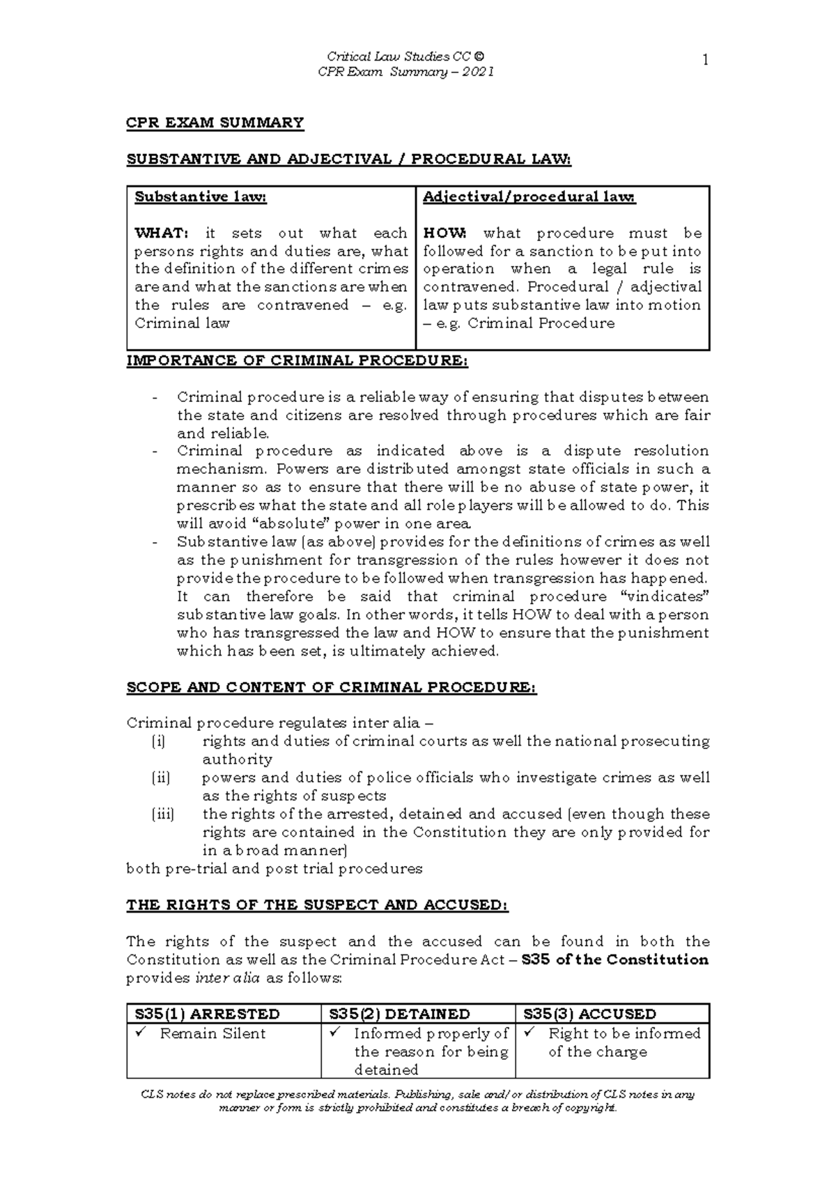 CPR EXAM Summary 2021 notes for study - CPR Exam Summary – 2021 CLS ...