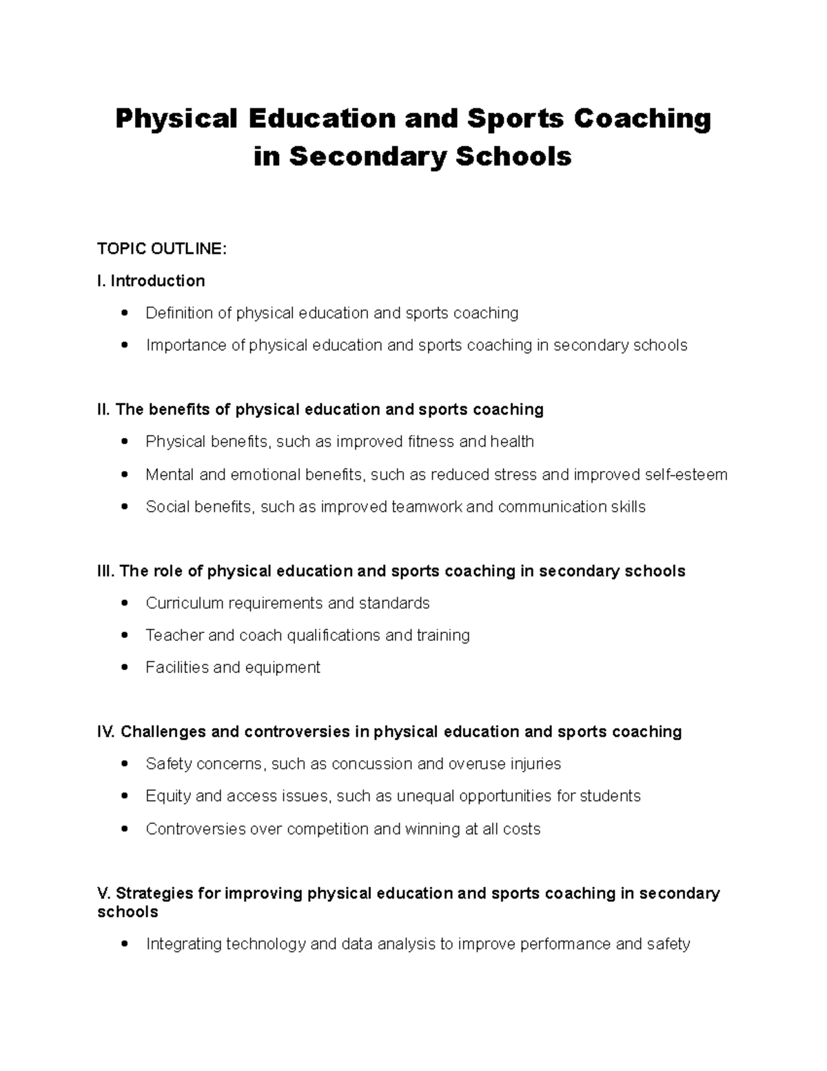 Physical Education and Sports Coaching in Secondary Schools - Physical ...