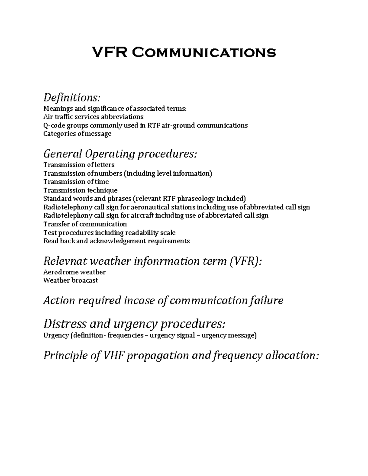VFR-Communication-1 - Homework - VFR Communications Definitions ...