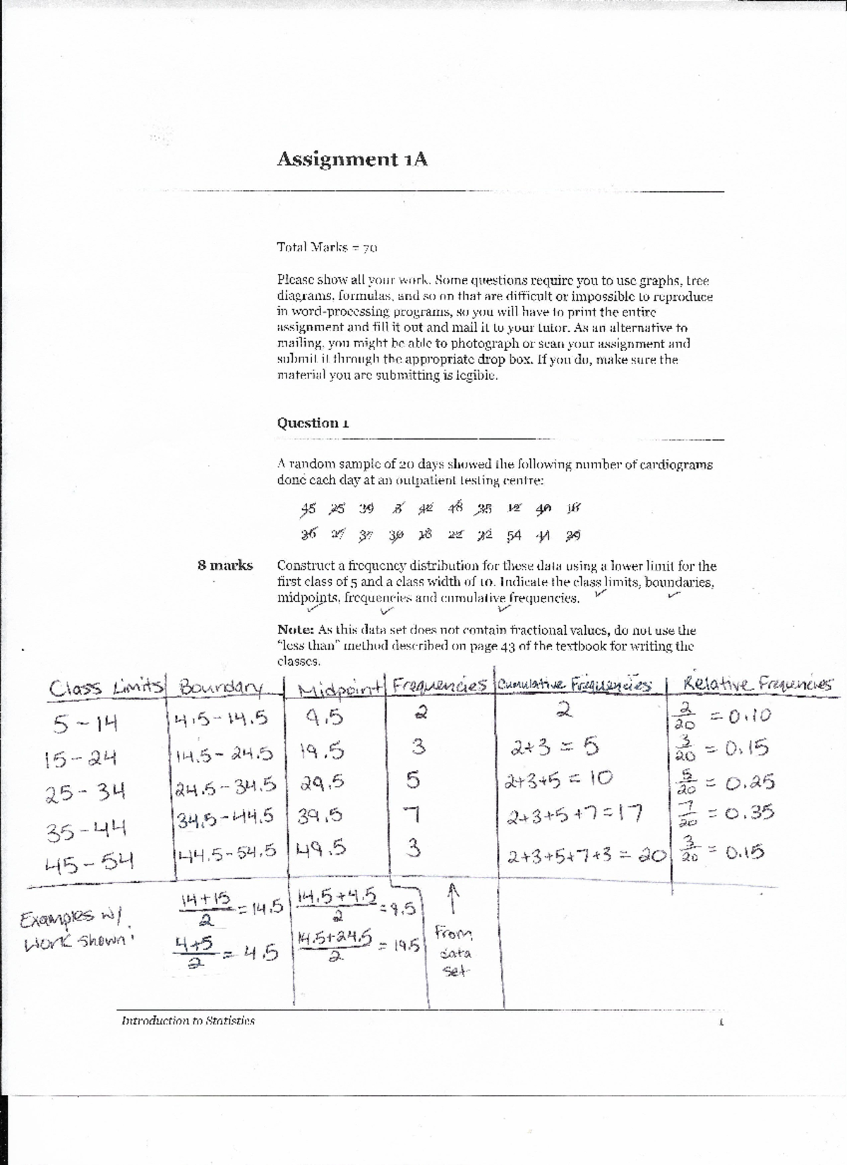 Assignment 1 - Math 215 - Studocu