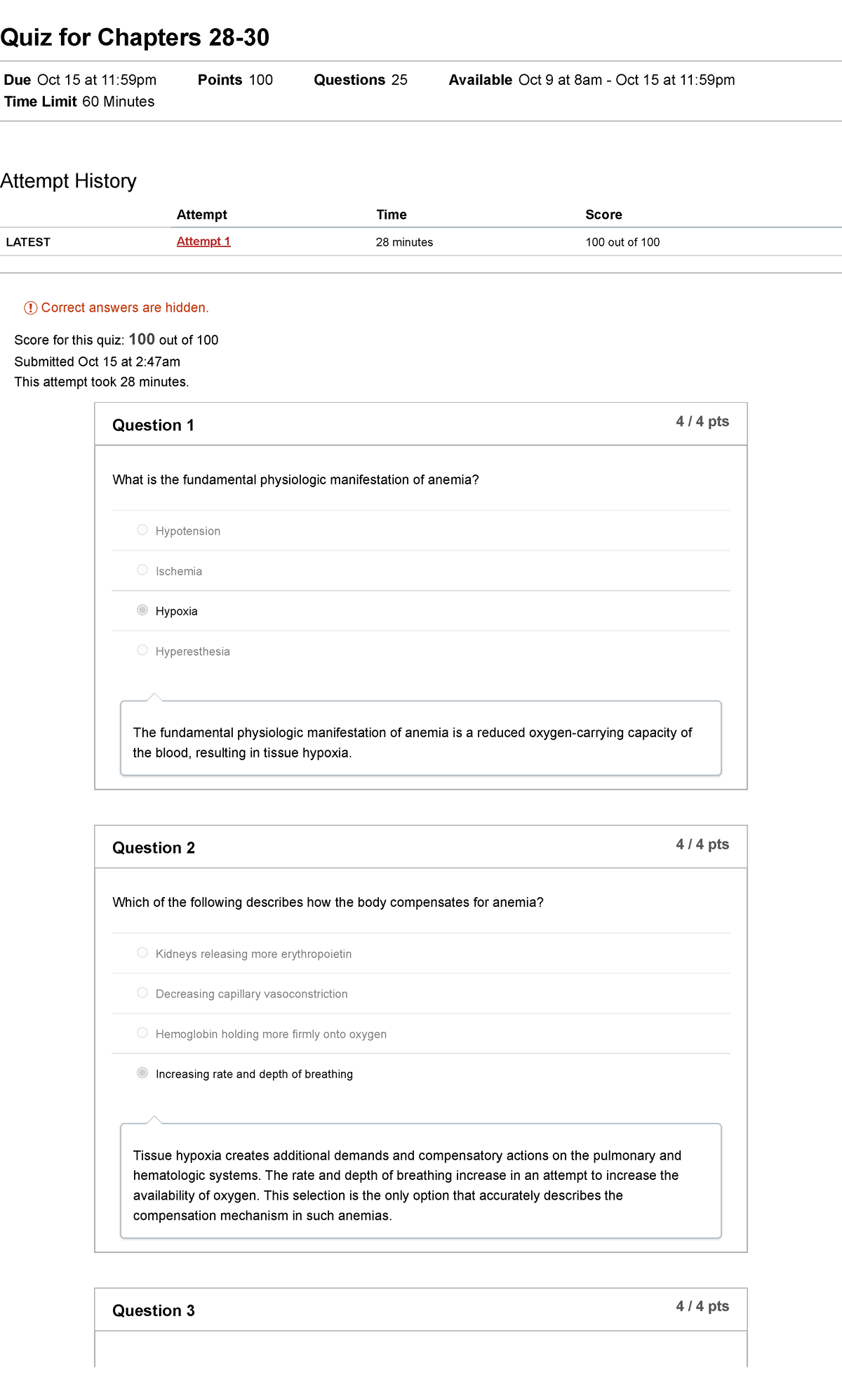 Quiz for Chapters 28-30 - Quiz for Chapters 28- Due Oct 15 at 11:59pm ...