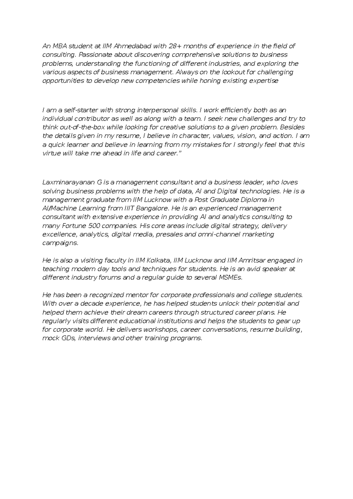 An MBA student at IIM Ahmedabad with 28 - An MBA student at IIM ...