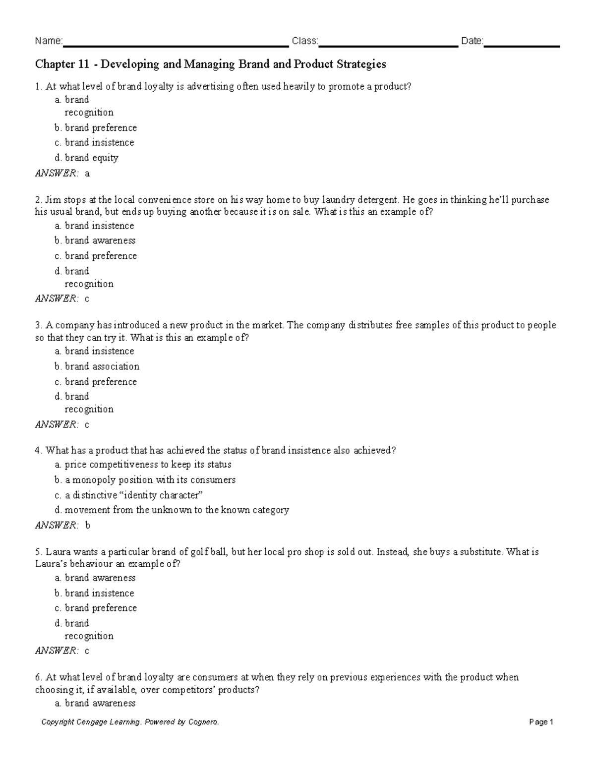 Chapter 11 Developing and Managing Brand and Product Strategies ...