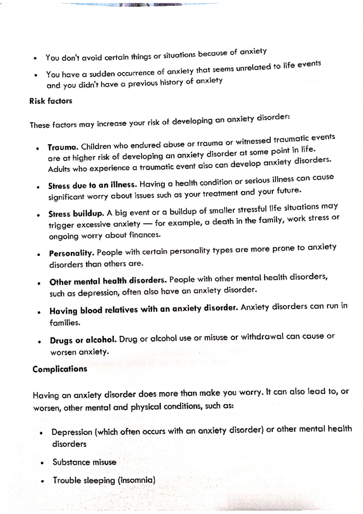 Anxiety Disorders-5 - Psychology notes - Master of social work - Studocu