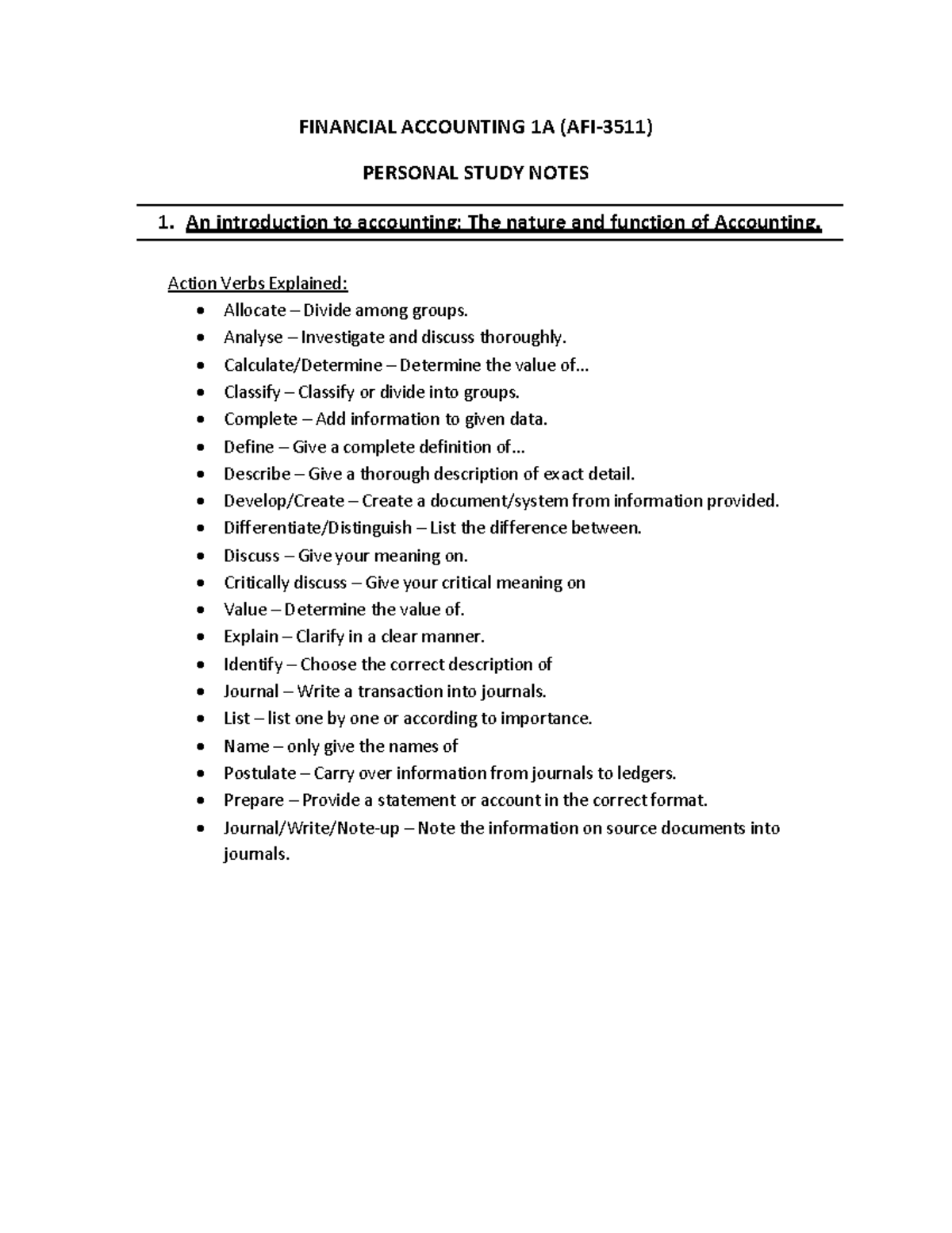 Unit 1 - An Introduction to Accounting - FINANCIAL ACCOUNTING 1A (AFI ...