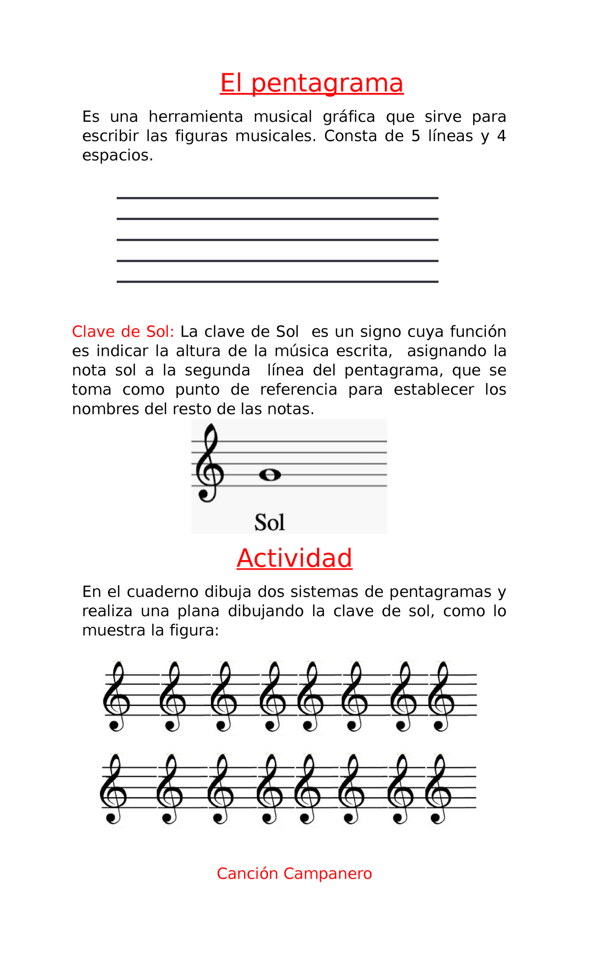 Guia para Primero - NINGUNA - El pentagrama Es una herramienta musical ...