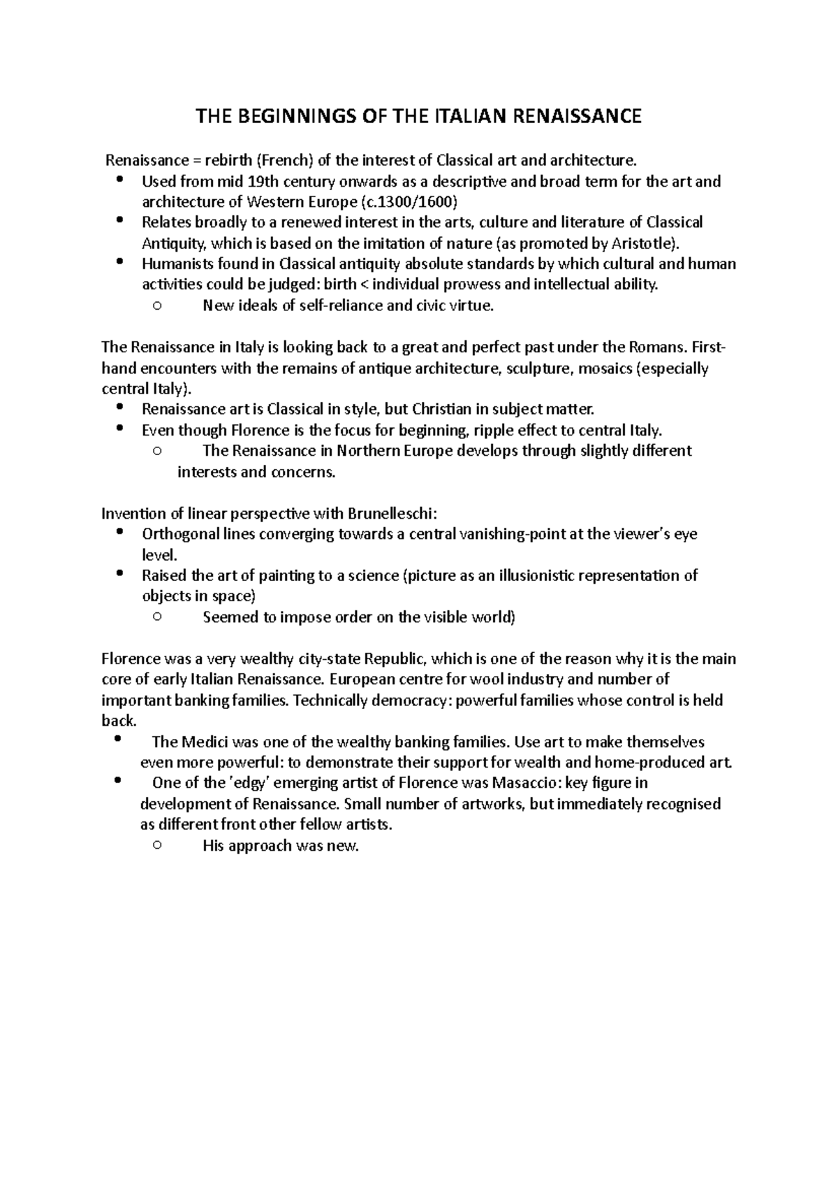 Week 4 Italy and Flanders circa 1450 - THE BEGINNINGS OF THE ITALIAN ...