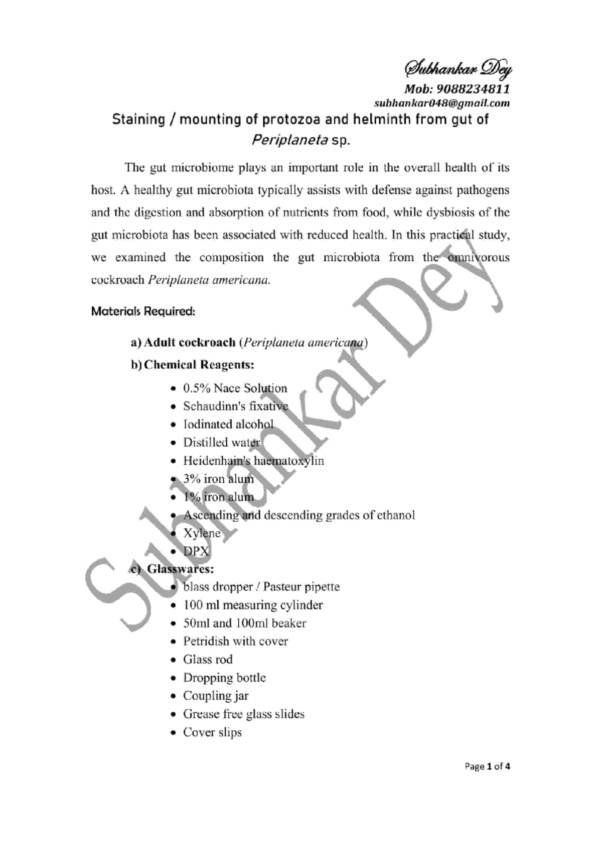 GUT Content OF Cockroach - Zoology - Studocu