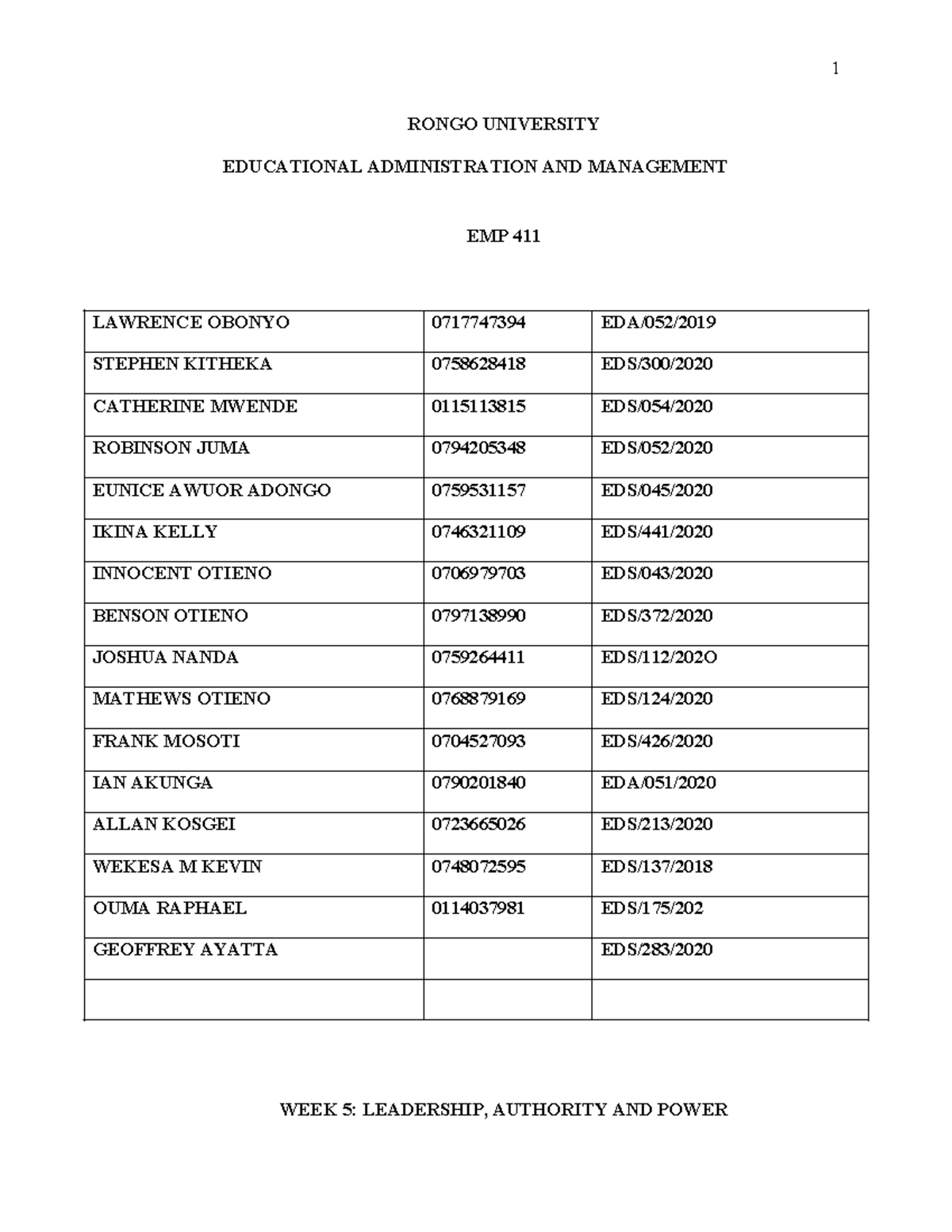 EMP 411 Assignment - VERY GOOD NOTES - RONGO UNIVERSITY EMP EDUCATIONAL ...