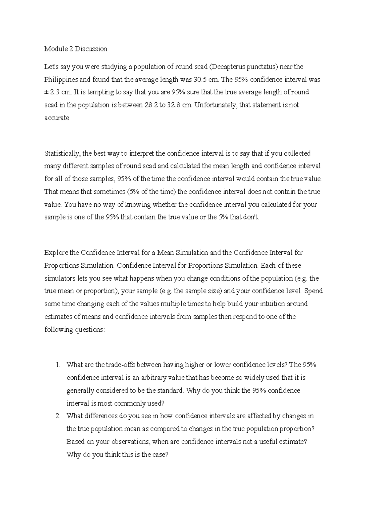 Module 2 Discussion - Module 2 Discussion Let's say you were studying a ...