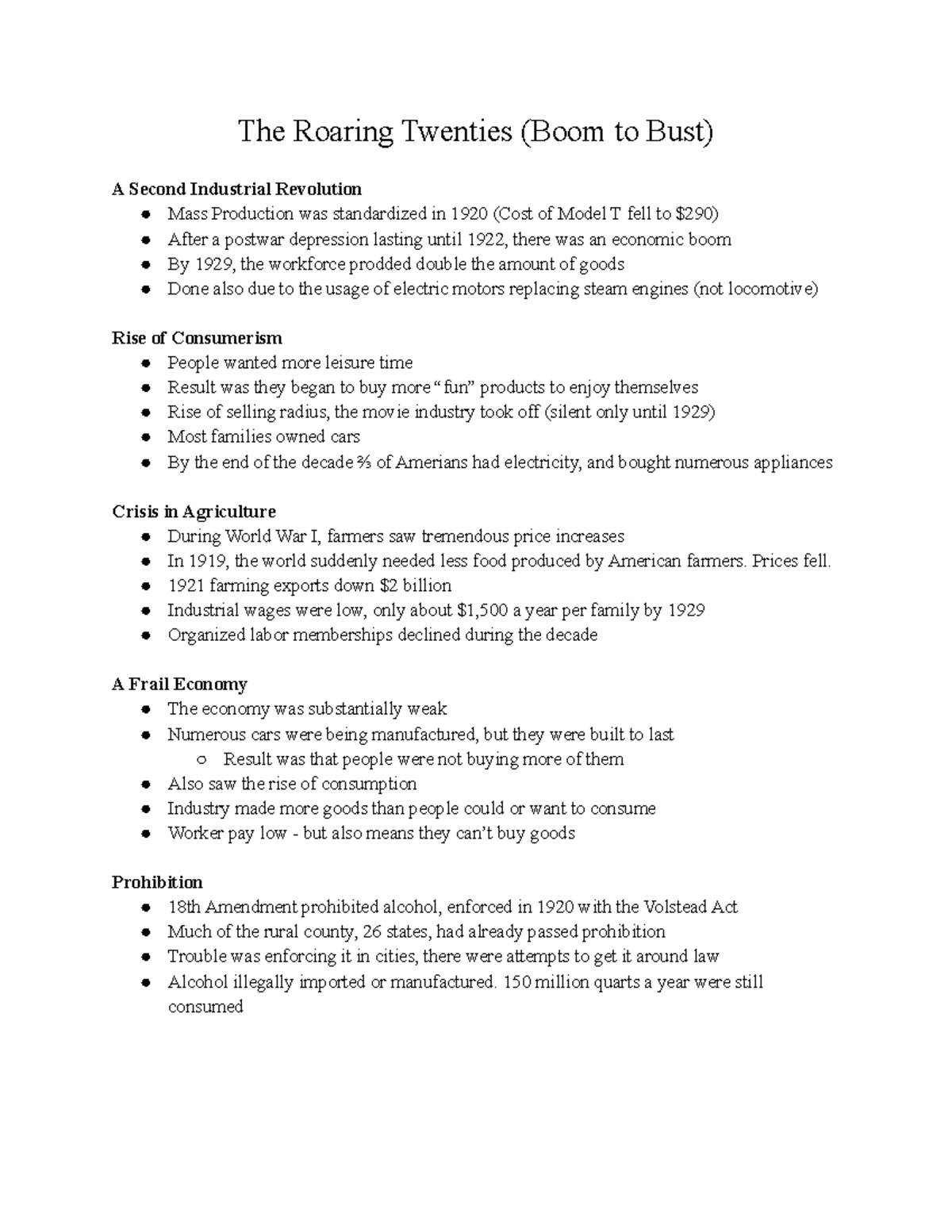 The Roaring Twenties (Boom to Bust) - HIST 1493 - The Roaring Twenties ...