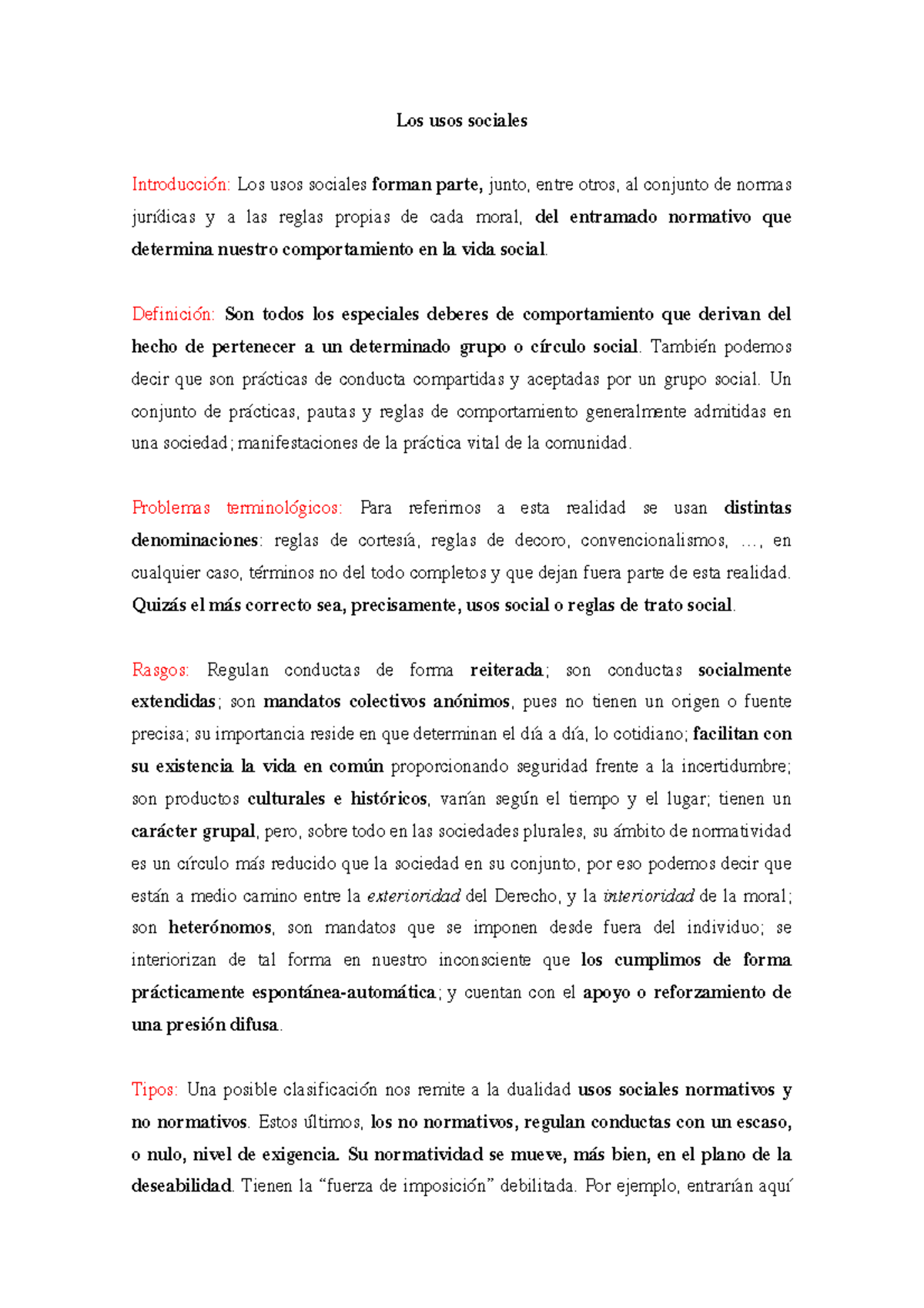 Usos sociales - Definición: Son todos los especiales deberes de ...