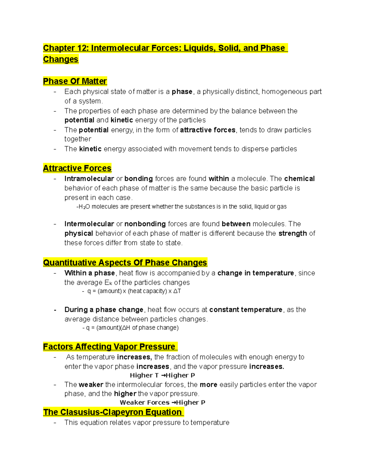 Chapter 12: Intermolecular Forces: Liquids, Solid, and Phase Changes ...