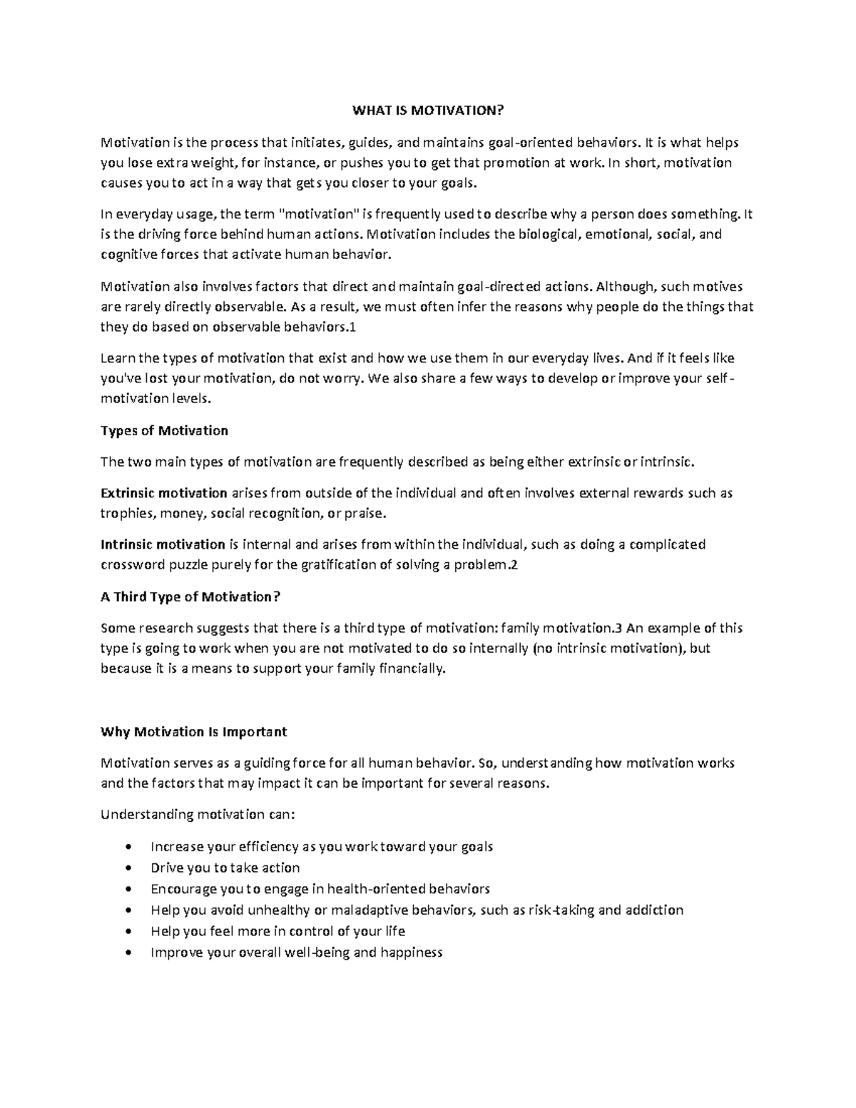 Handout 4 HBO Motivation -Briones-NL - WHAT IS MOTIVATION? Motivation ...