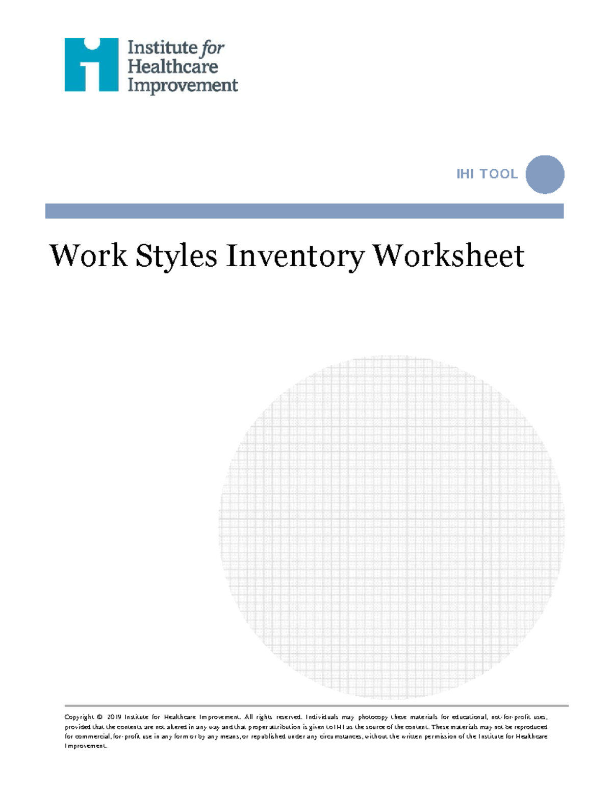IHI QI Team Member Work Styles - IHI TOOL Work Styles Inventory ...