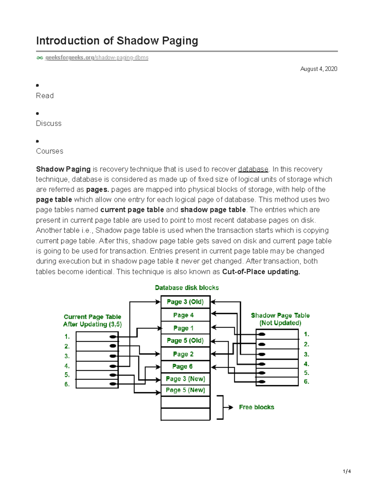 Introduction of Shadow Paging - August 4, 2020 Introduction of Shadow Paging - Studocu