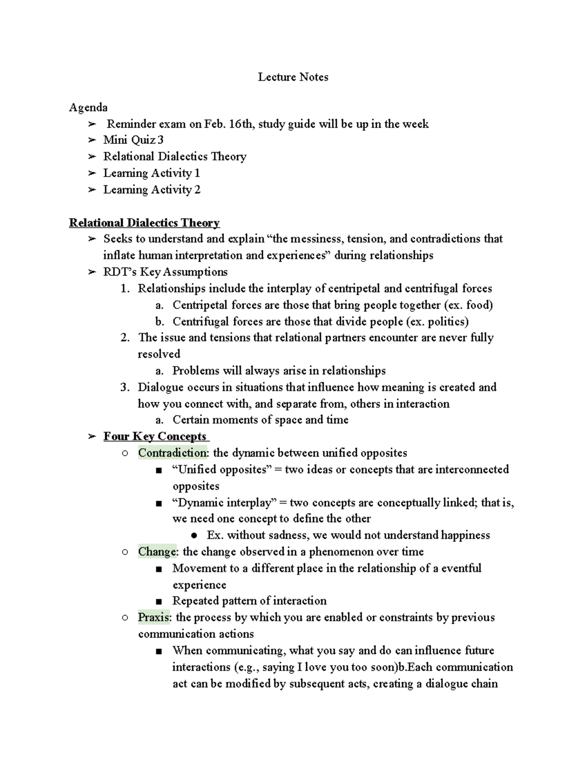 2 - lecture notes from class - Lecture Notes Agenda Reminder exam on ...