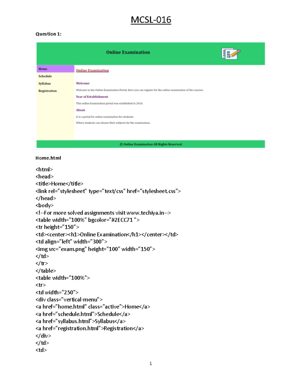 MCSL-016 Solved assignment 2019-20 - MCSL- Question 1: Home Home Online - Studocu