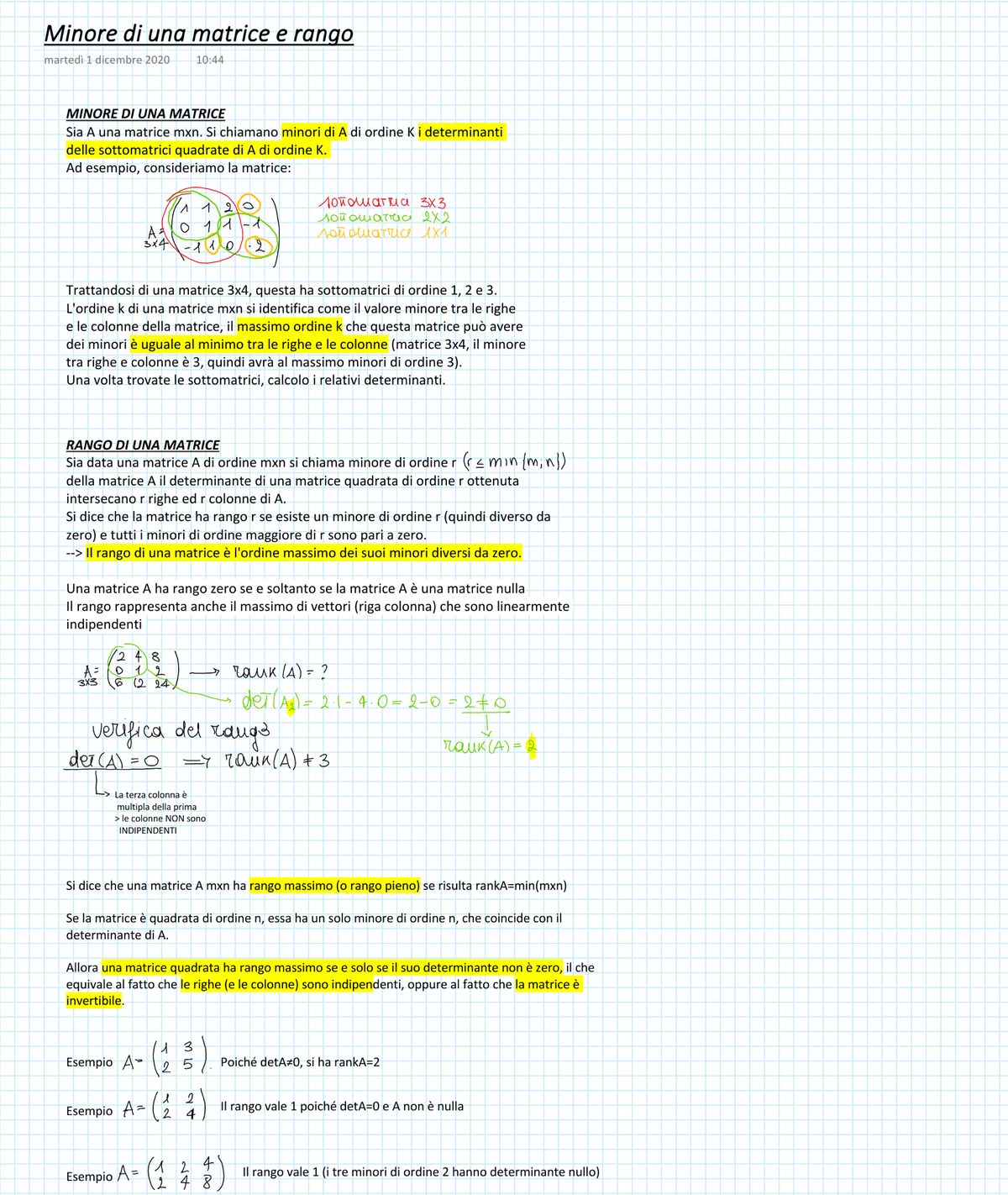 Algebra lineare parte 3 - Analisi Matematica E Statistica - Studocu