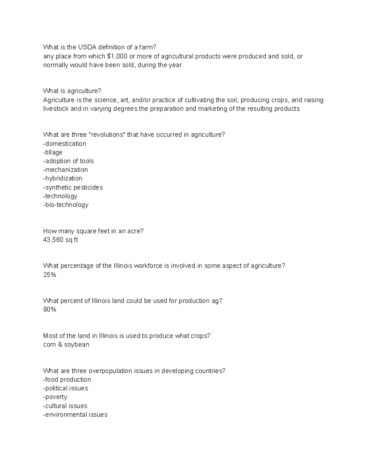 AGR 201 unit 1 review guide - What is the USDA definition of a farm ...