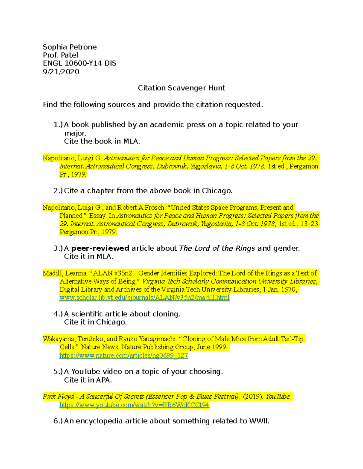 final hunt turn in - Sophia Petrone Prof. Patel ENGL 10600-Y14 DIS 9/21 ...