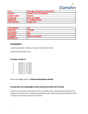 Quantitatvie Techniques Assignment 1 - Quantitative Techniques ...