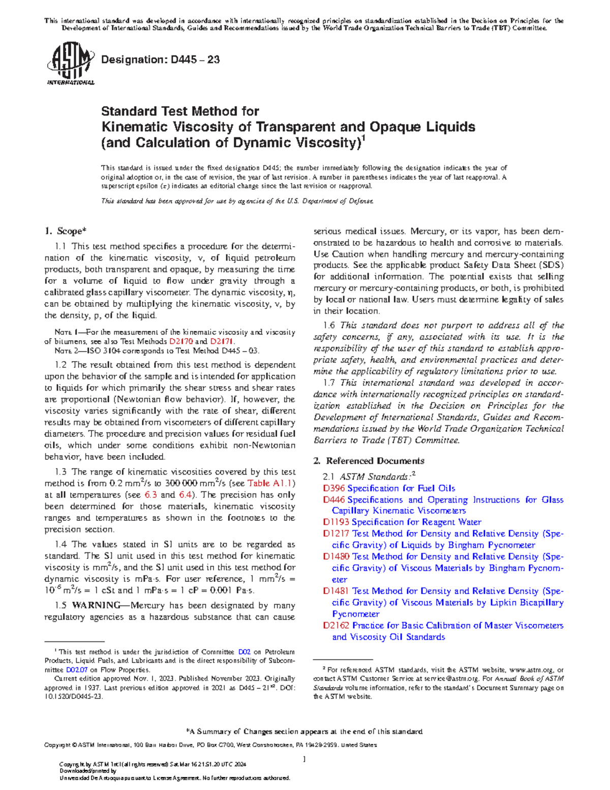 ASTM D445-23 - Designation: D445 − 23 Standard Test Method for ...