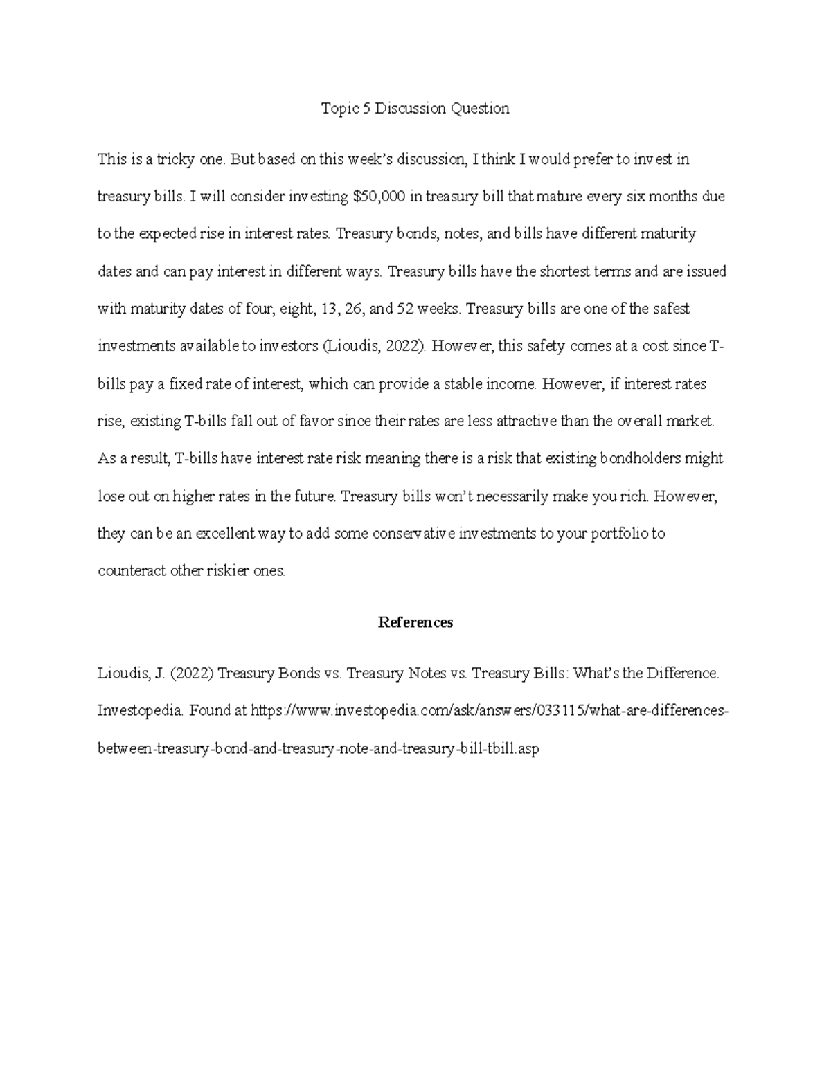 Topic 5 Discussion Question - Topic 5 Discussion Question This is a ...