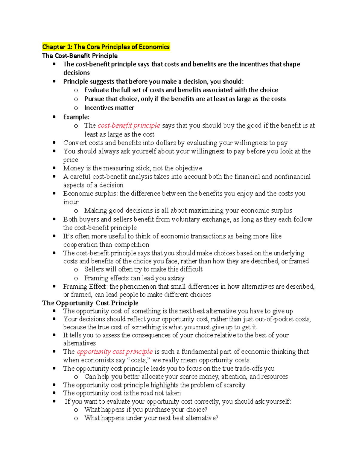 Economics textbook notes - Chapter 1: The Core Principles of Economics ...