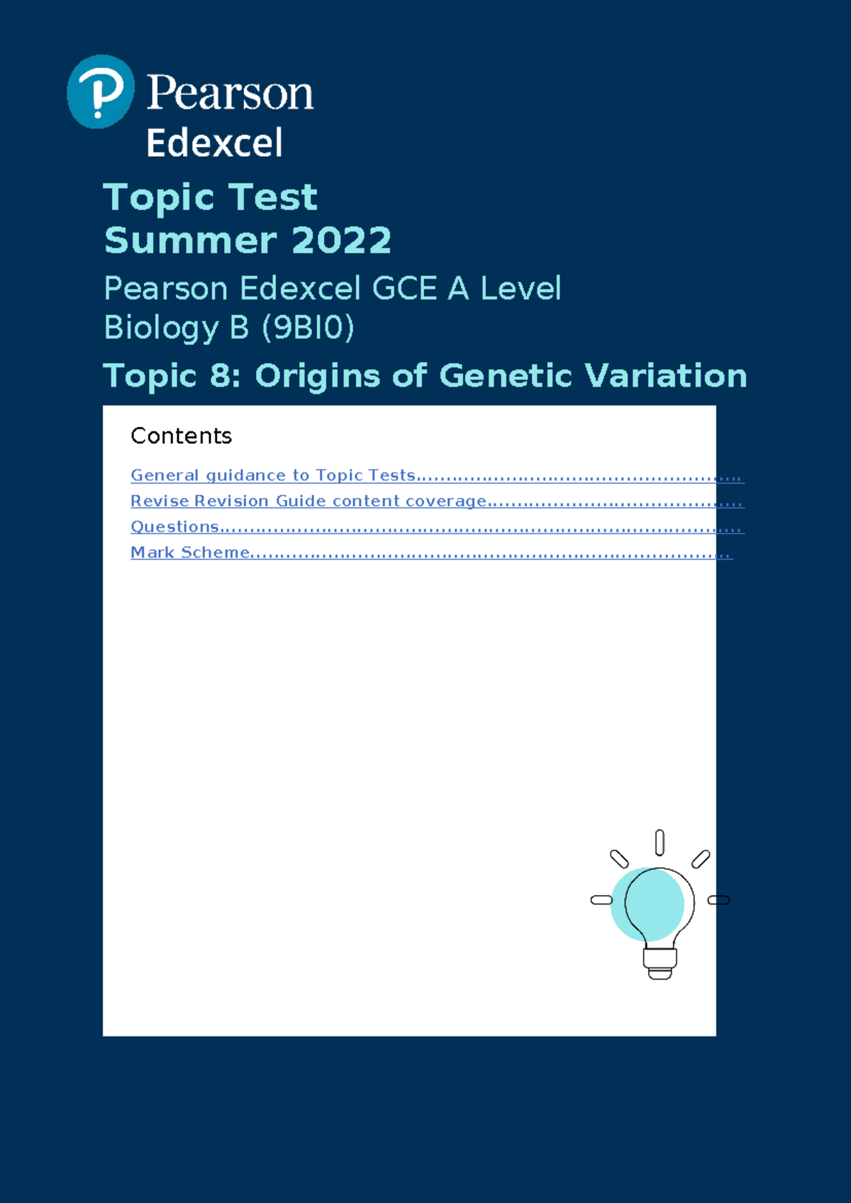 GCE Biology B Topic Test Topic 8 - Topic Test Summer 2022 Pearson ...