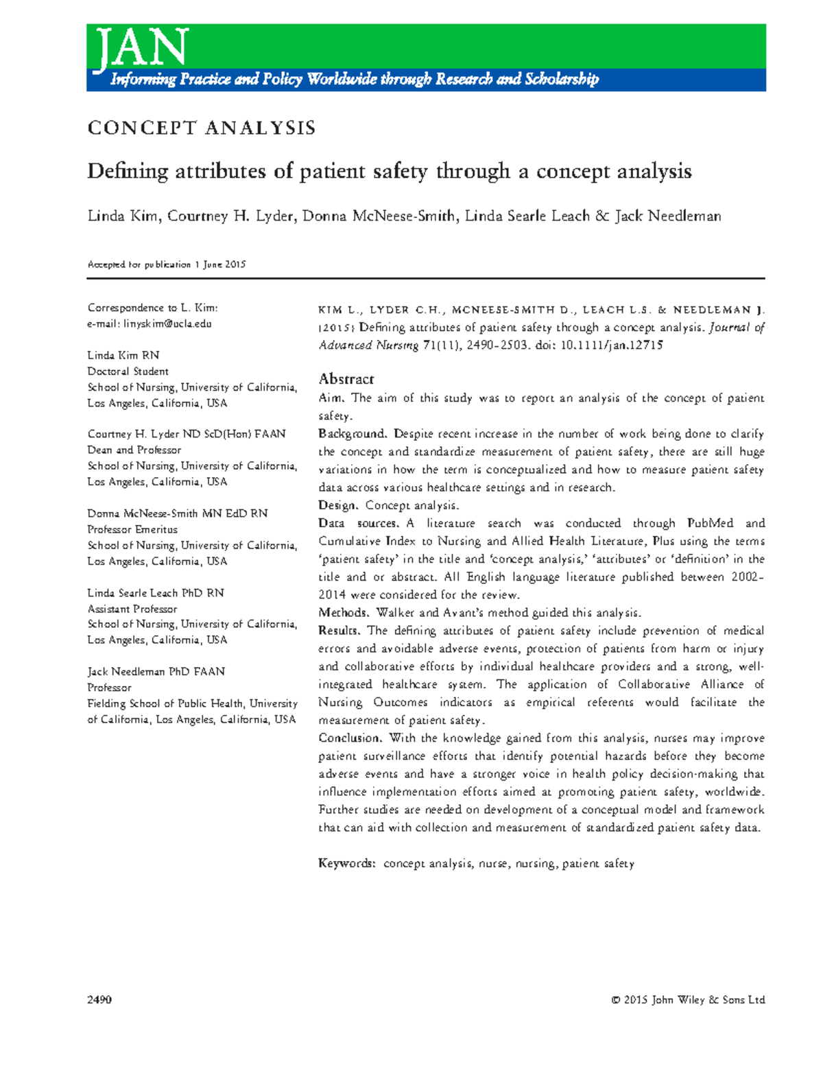 article AT2 2021 - CONCEPT ANALYSIS Defining attributes of patient ...