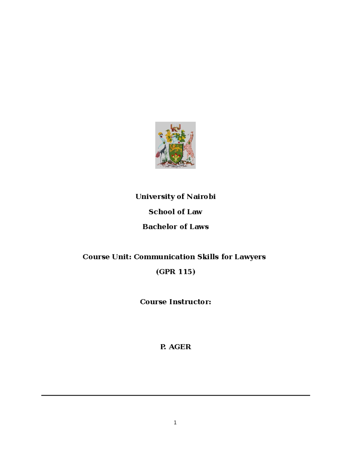 Course Outline Comm Skills 2 - University of Nairobi School of Law ...