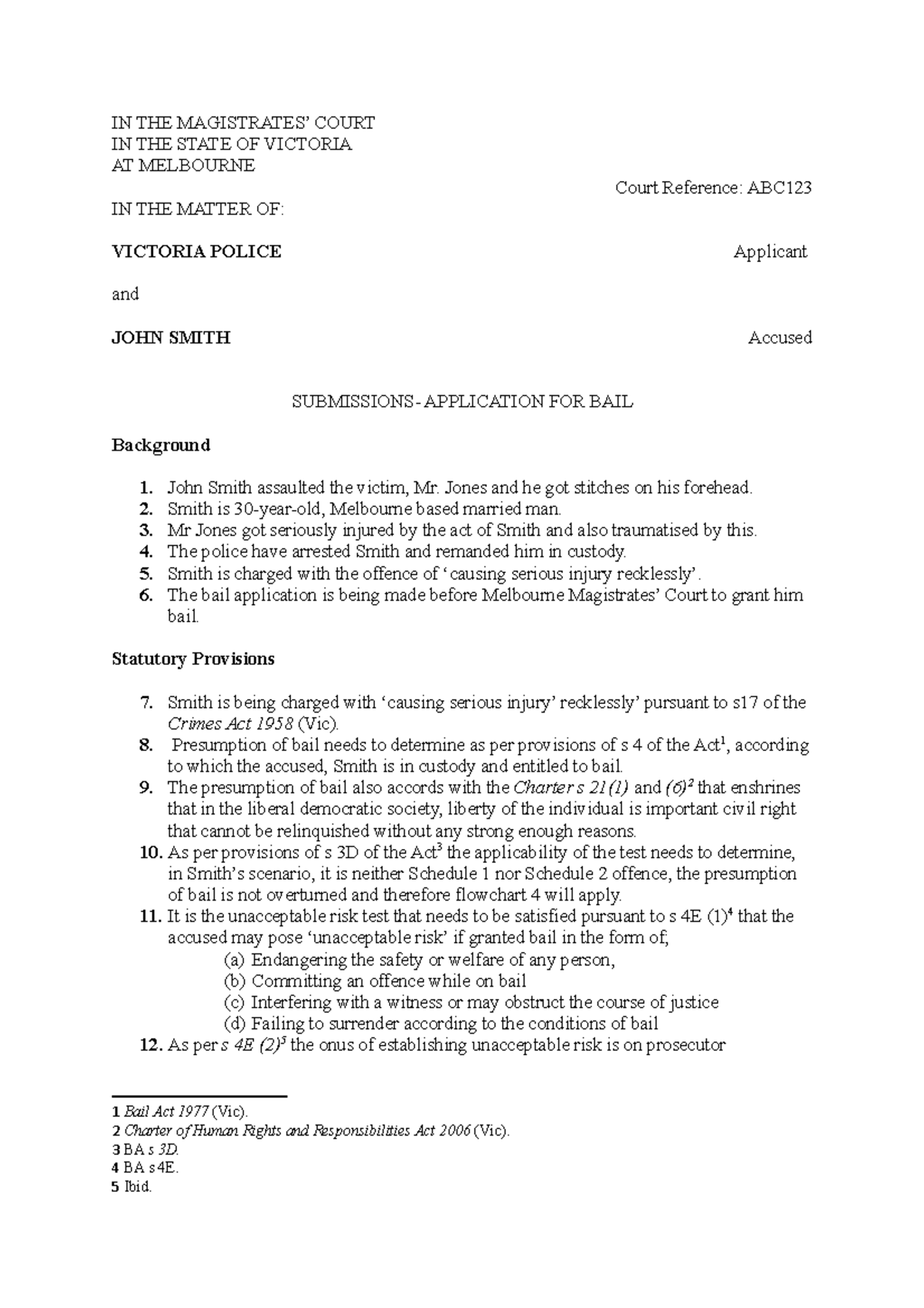 BAIL Application- LLW1002 - IN THE MAGISTRATES’ COURT IN THE STATE OF ...