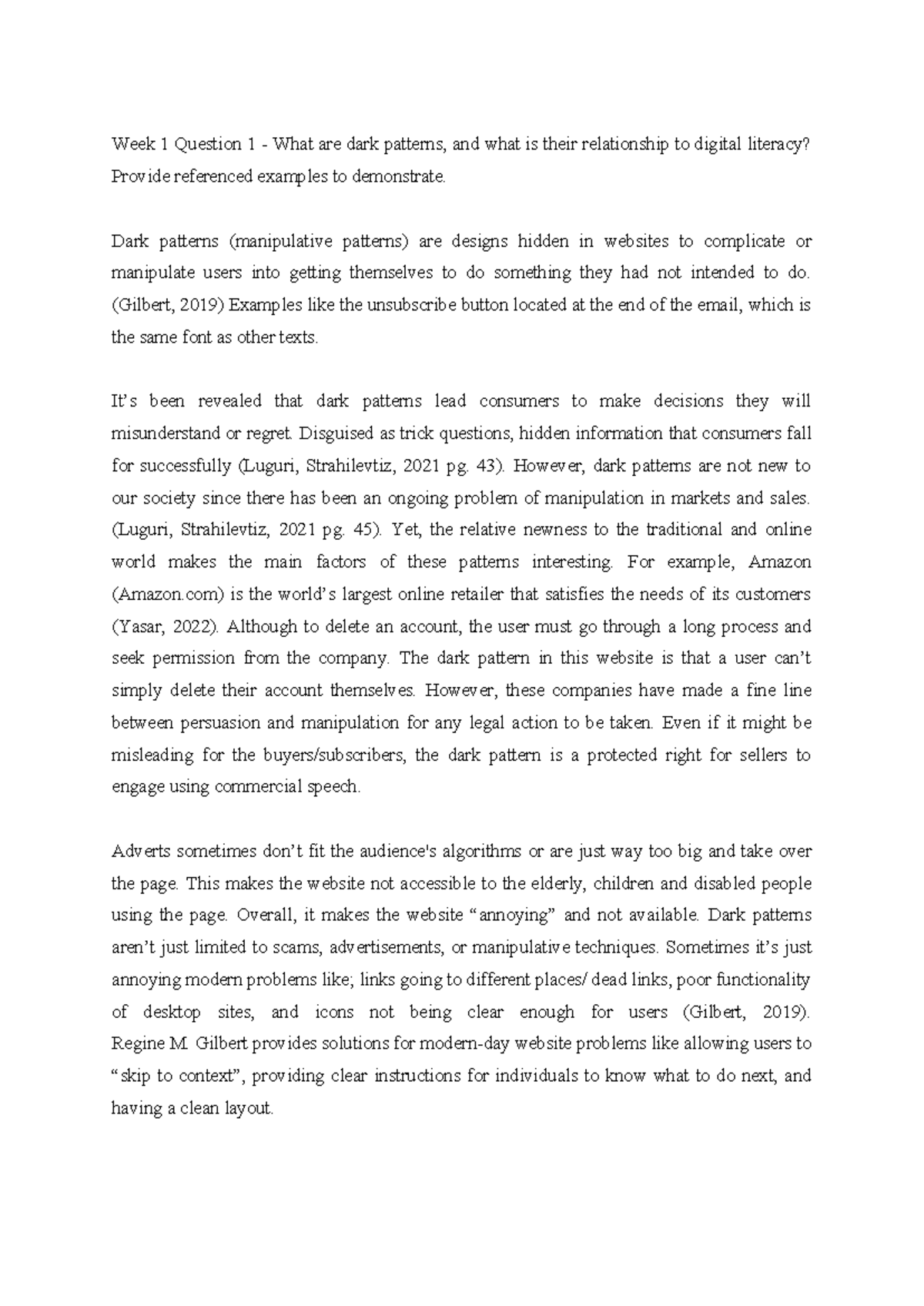 Dl 2022 A1 - Week 1 Essay Module - Week 1 Question 1 - What are dark ...