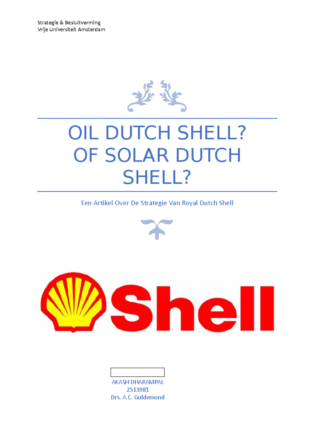 Eindpaper Shell - Strategie & Besluitvorming Vrije Universiteit ...