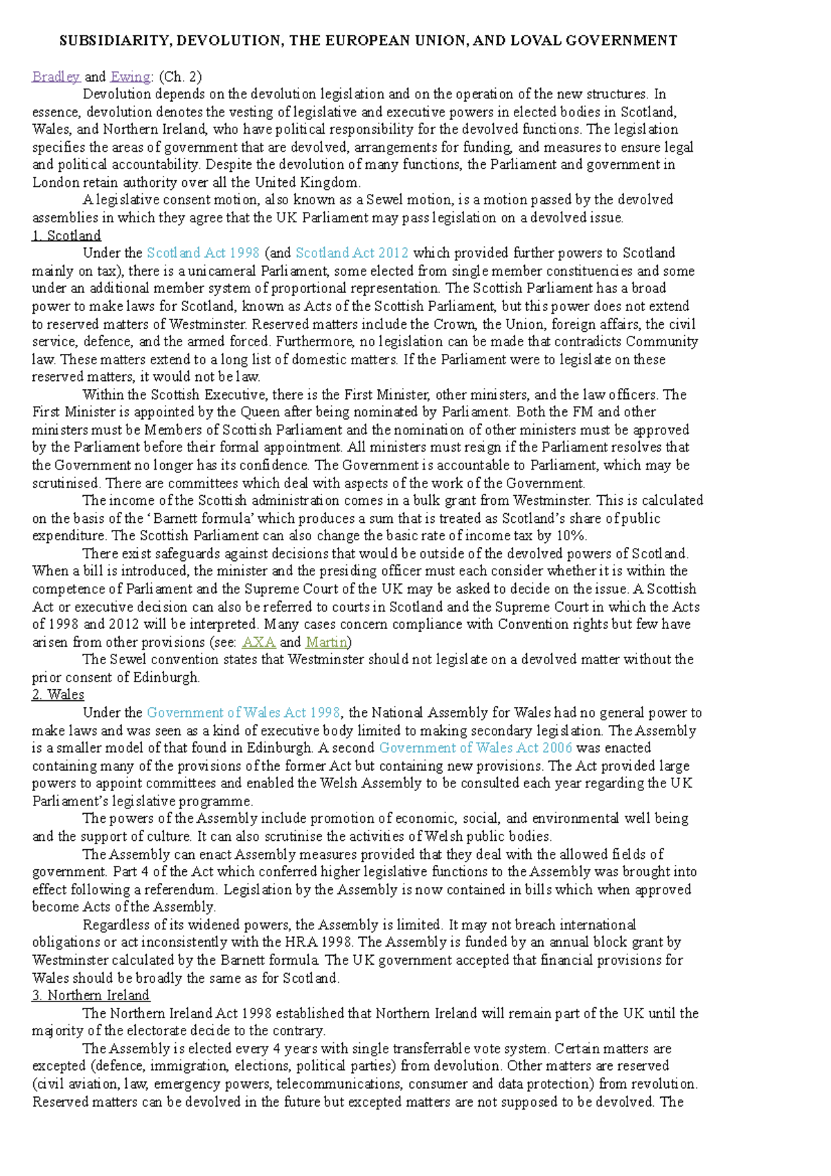 Wk 4 Subsidiarity, Devolution, EU, Local Government - SUBSIDIARITY ...