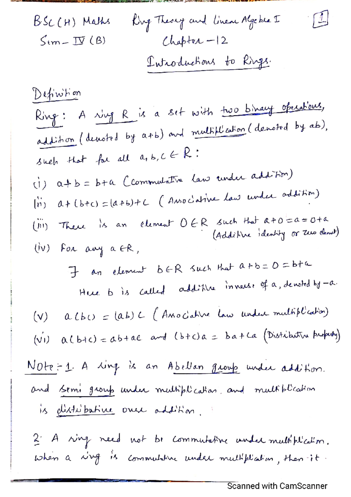 1587180683 Maths(H) IV(B) Ring Theory - Bsc(H) Mathematics - Studocu