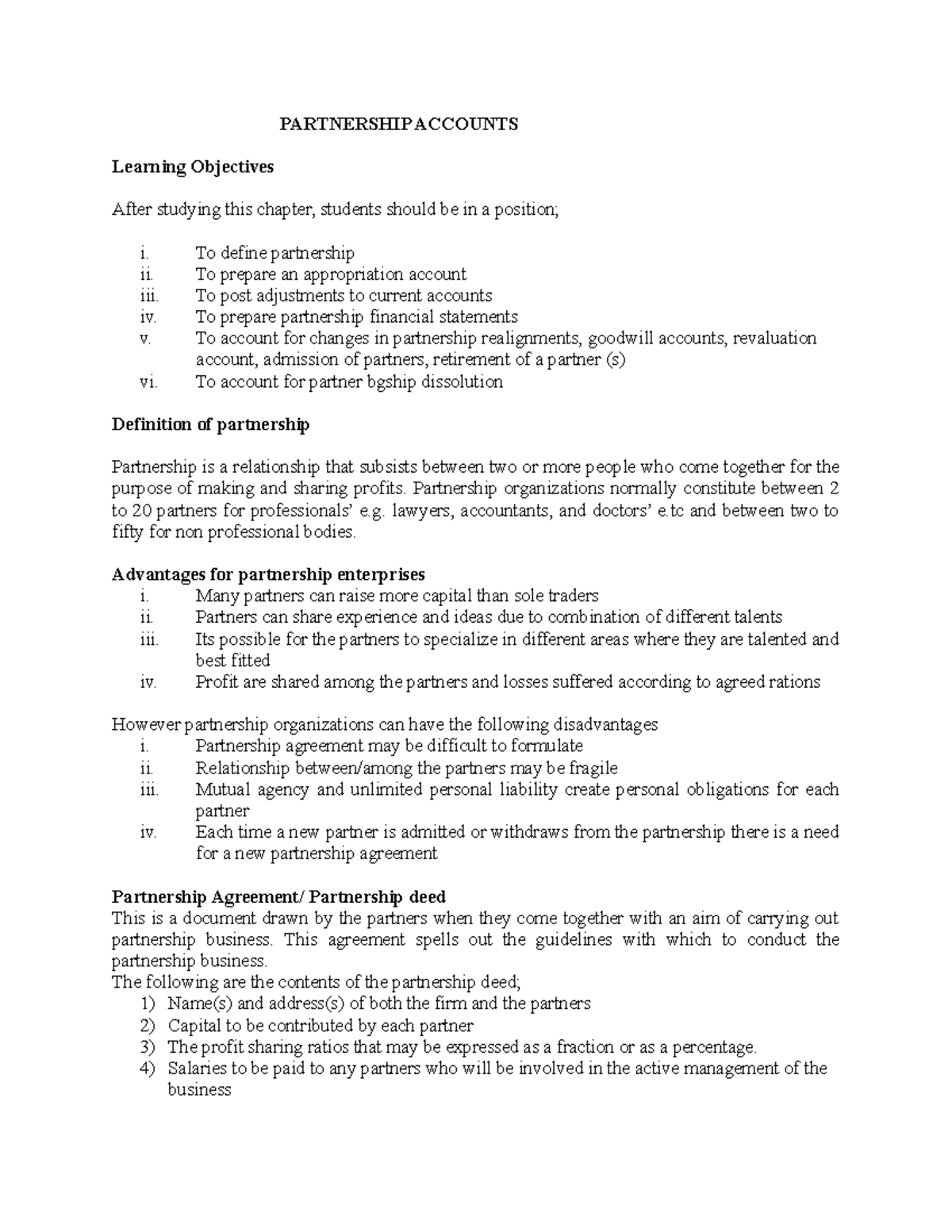 Partnership Accounts - PARTNERSHIP ACCOUNTS Learning Objectives After ...