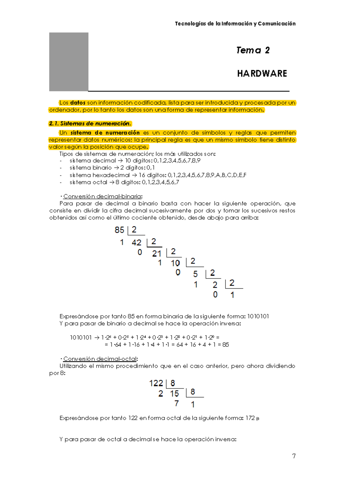 Tema 2 Hardware sub - resumen wardware - Los datos son información ...
