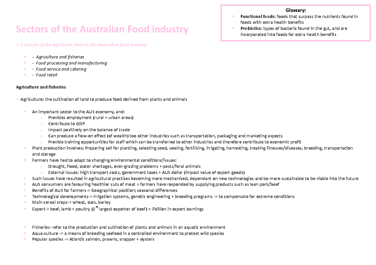 AFI Food Tech Summary - Sectors of the Australian Food industry 1.1 of ...