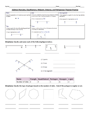 geometry cheat sheet - Name Class Date 1- Practice Find the coordinate ...
