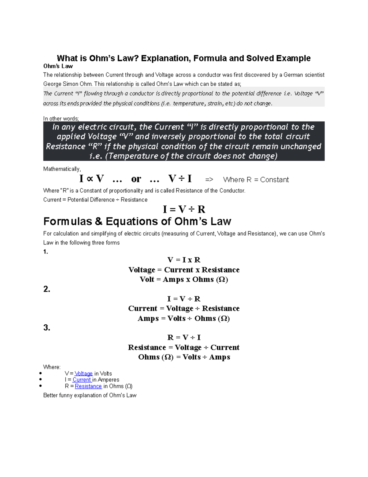 Ohms law, KVL,KCL - Sadiku book problem solve required - What is Ohm’s ...