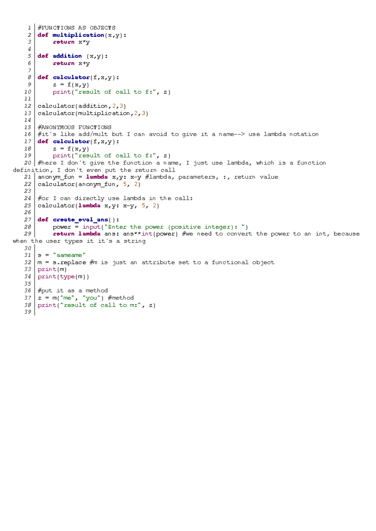 6 Functions AS Objects - slides + appunti presi a lezione - 1 # ...